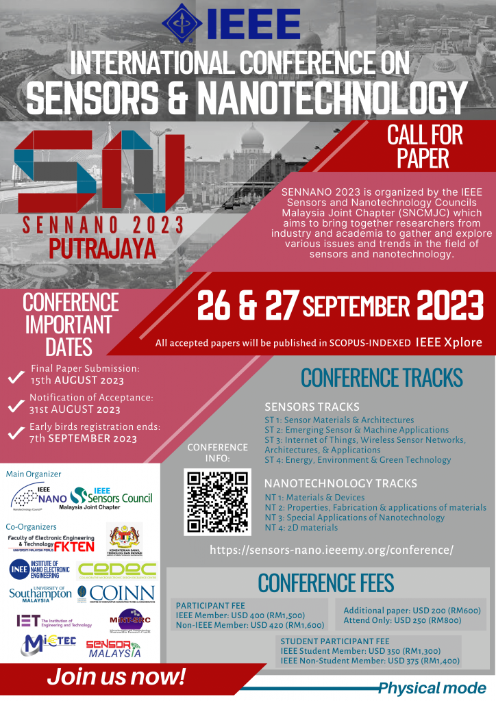 IEEE International Conference on Sensor & Nanotechnology (SenNano2023) – Institute of Nano ...